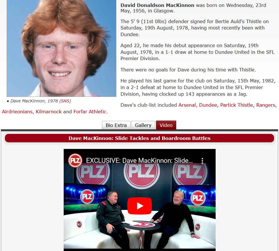 Dave MacKinnon - Main Jags forum - Unofficial Partick Thistle FC Forum